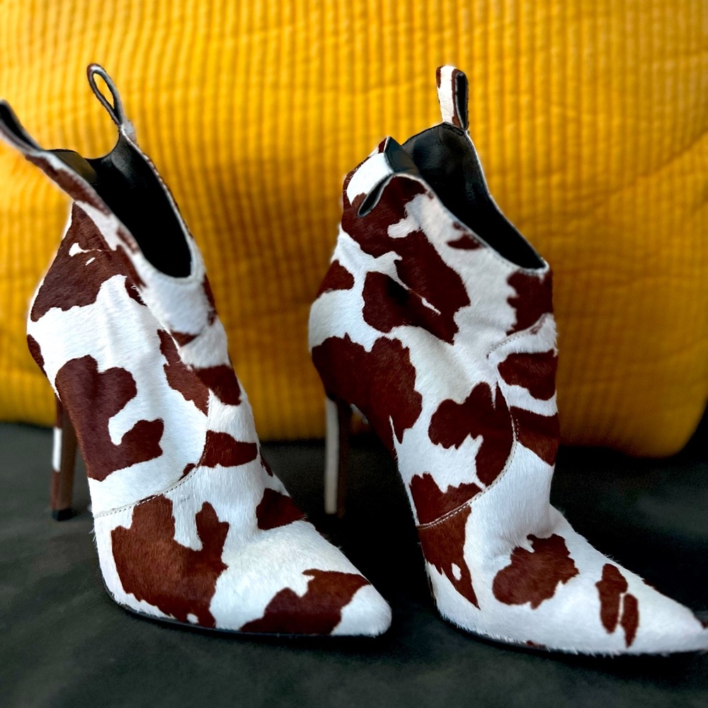 4 Inch, High Heel, Stiletto, Cow Print, Booties - Gem